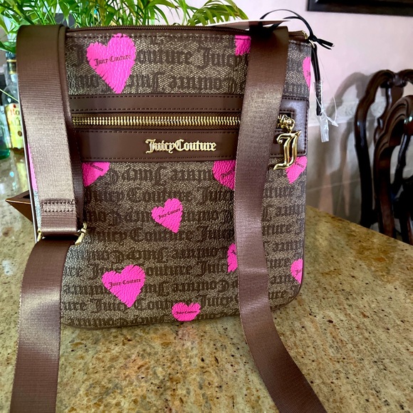 Juicy Couture | Bags | Nwt Juicy Couture Chestnut Chino Pink Hearts Gold Crossbody Bag Purse Nwt ...